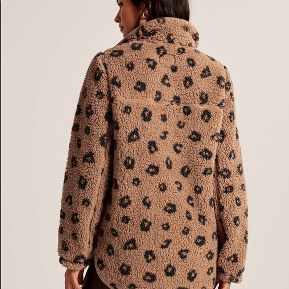 Abercrombie & Fitch | Sweaters | Nwt Abercrombie Fitch Leopard Print Sherpa Half Zip Sweater ...